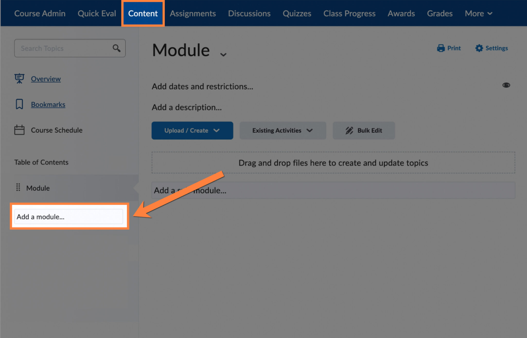 Course Content in Brightspace – Brightspace Essentials