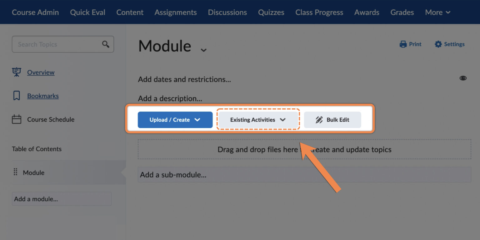 Course Content in Brightspace – Brightspace Essentials