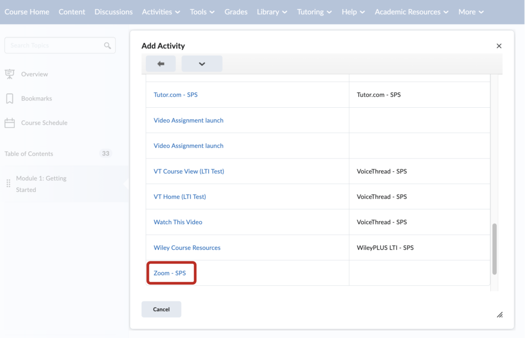 Adding a Zoom Portal to a Course – Teaching Guides