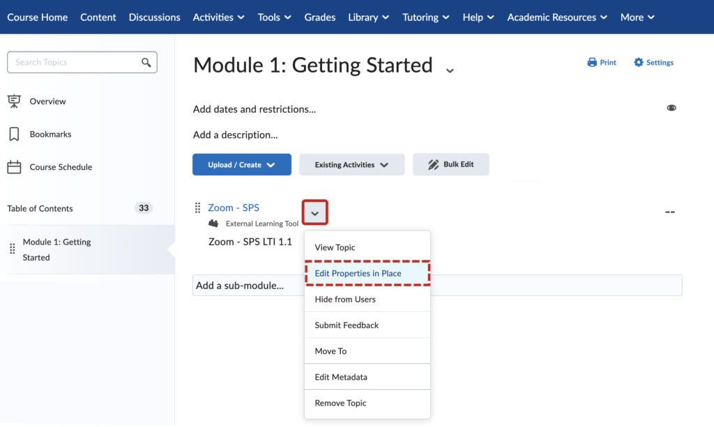 Adding a Zoom Portal to a Course – Teaching Guides