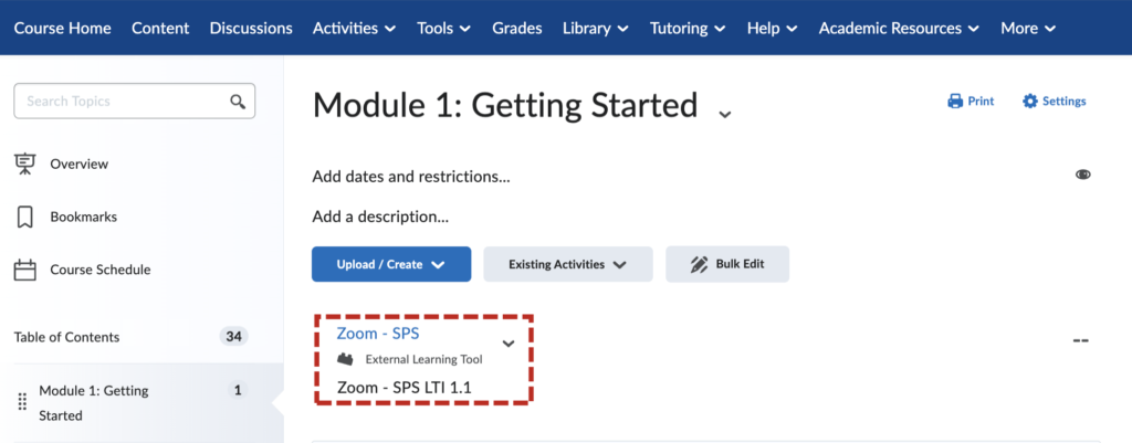 Adding a Zoom Portal to a Course – Teaching Guides