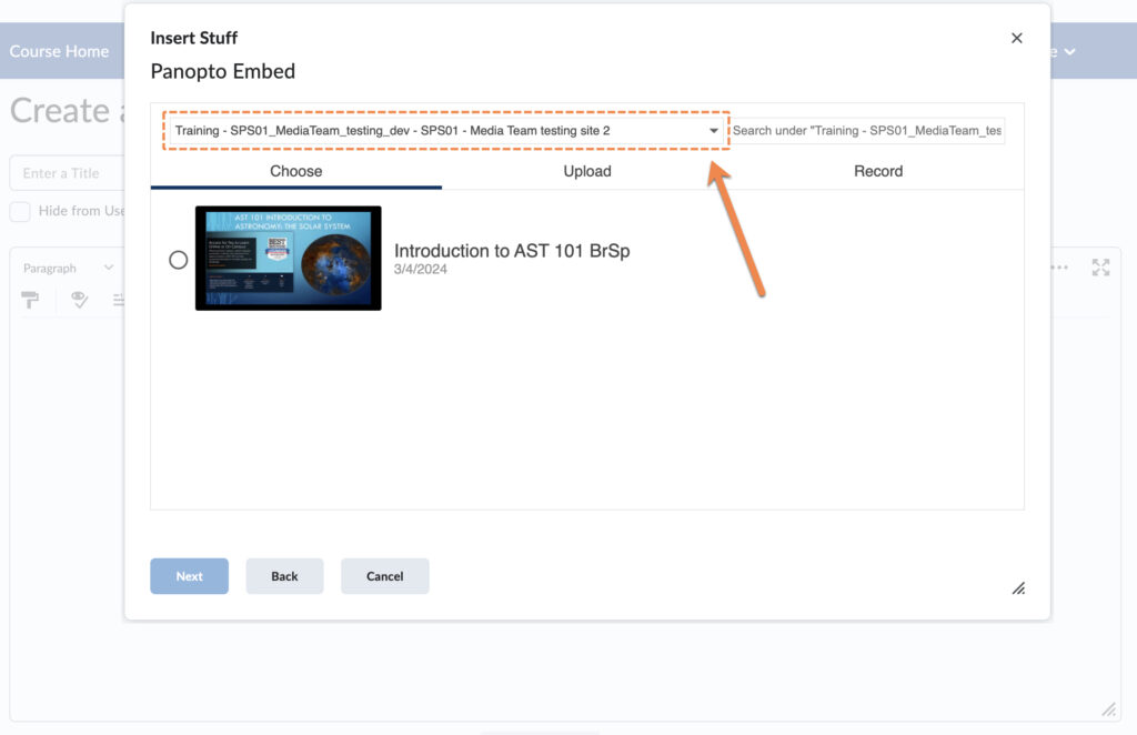 Adding a Panopto Video to Brightspace using the Content Editor ...