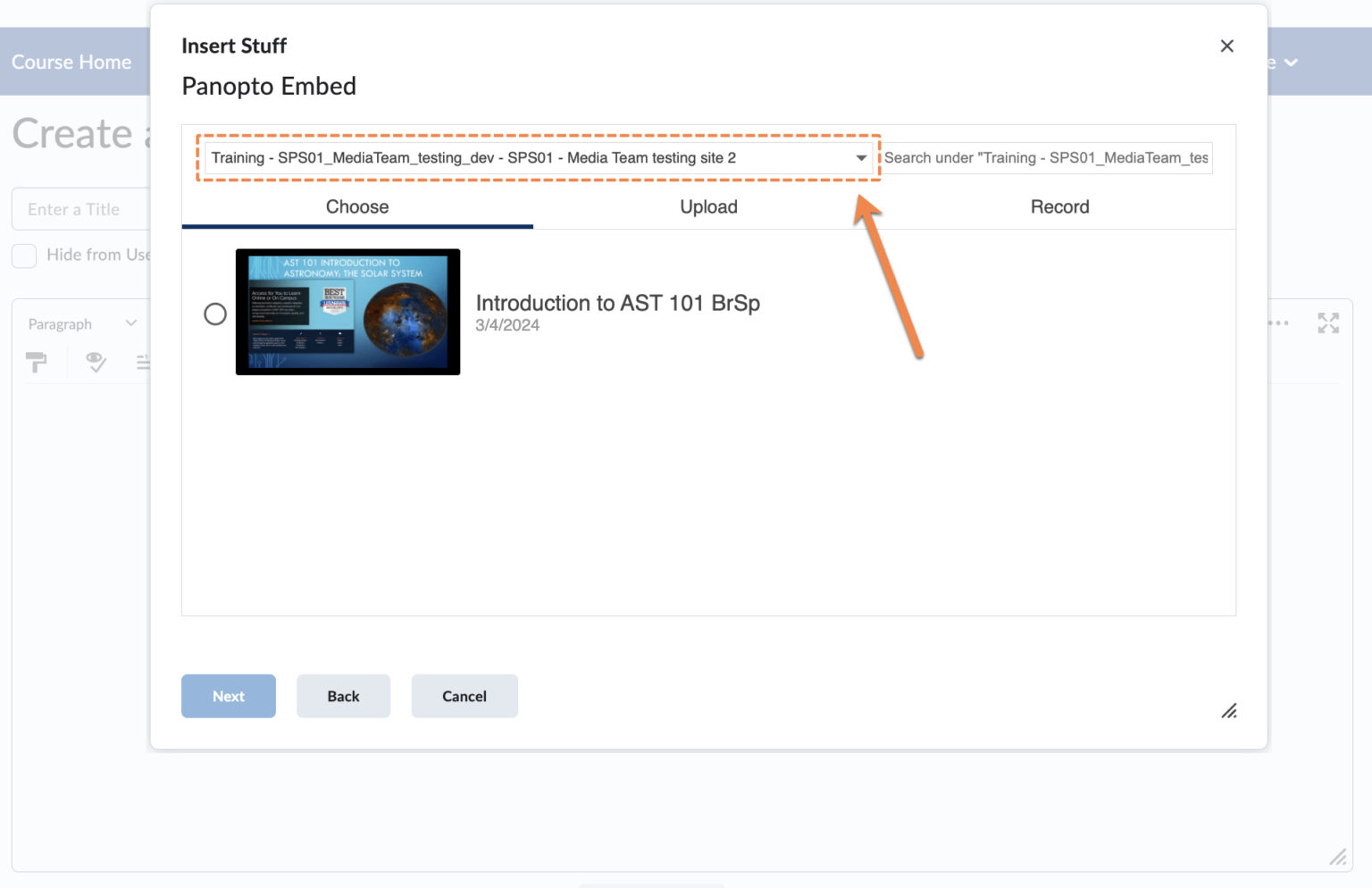 Adding a Panopto Video to Brightspace using the Content Editor ...