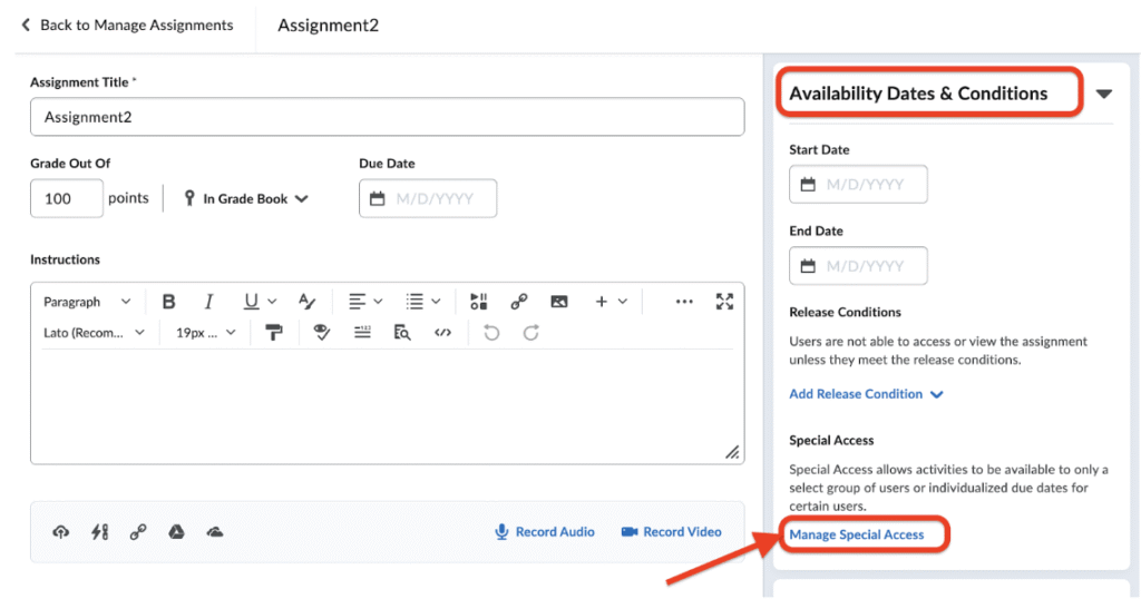 Setting Accommodations in Brightspace – Teaching Guides