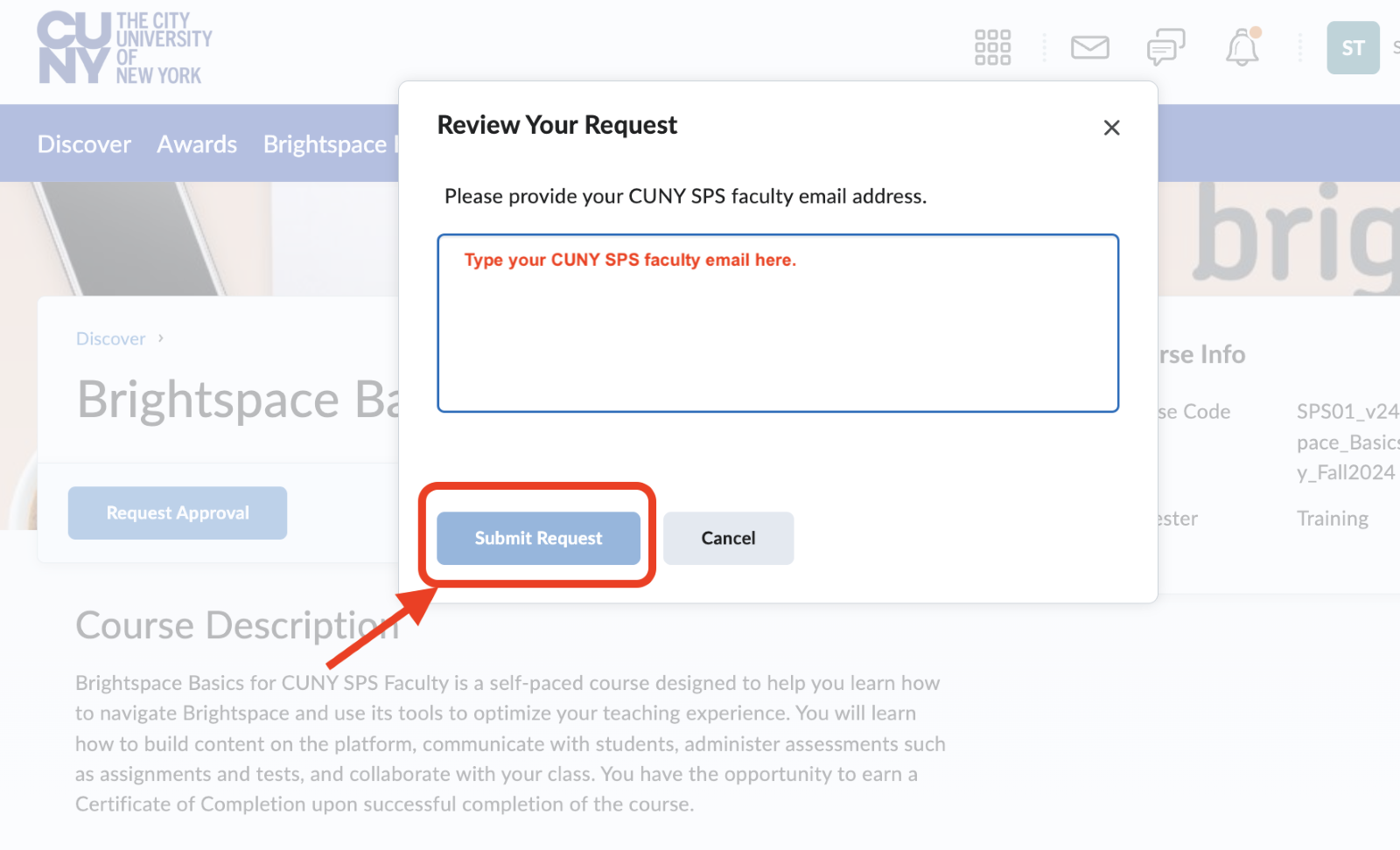 How to enroll in Brightspace Basics for CUNY SPS Faculty – Teaching Guides