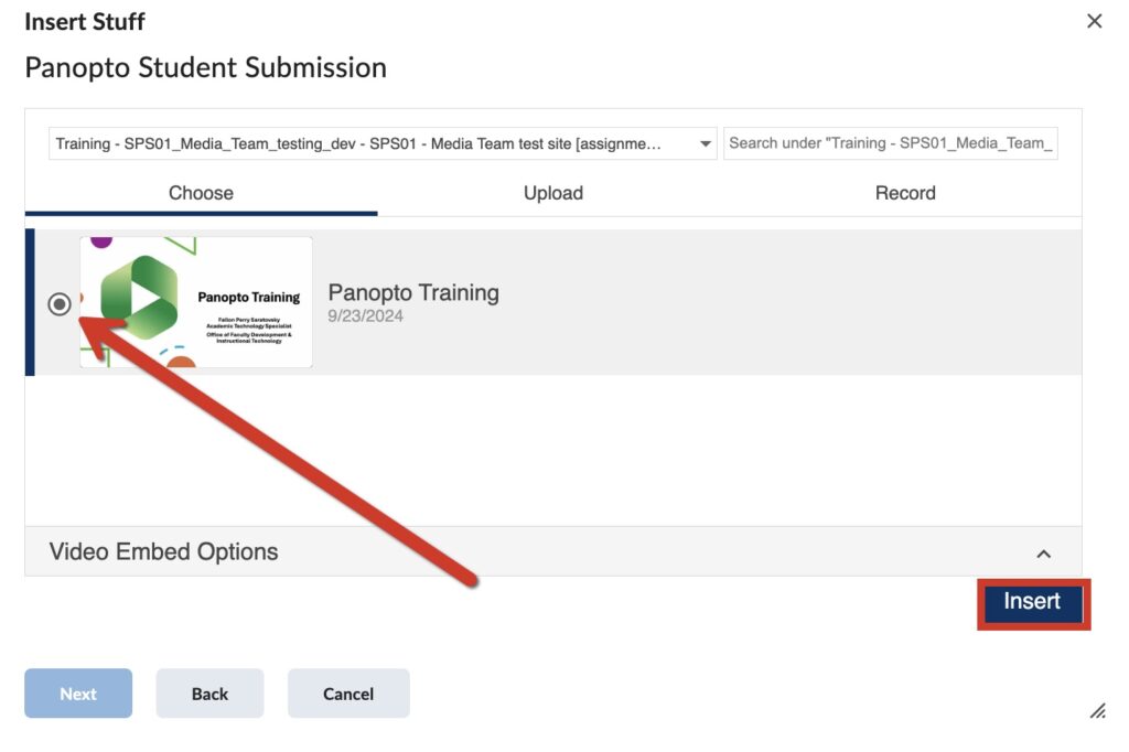 Submitting a Panopto Video Assignment in Brightspace – Teaching Guides