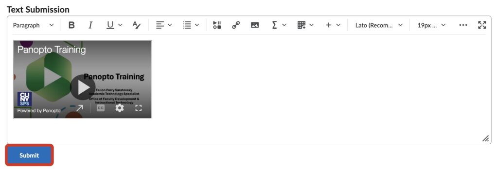 Submitting a Panopto Video Assignment in Brightspace – Teaching Guides